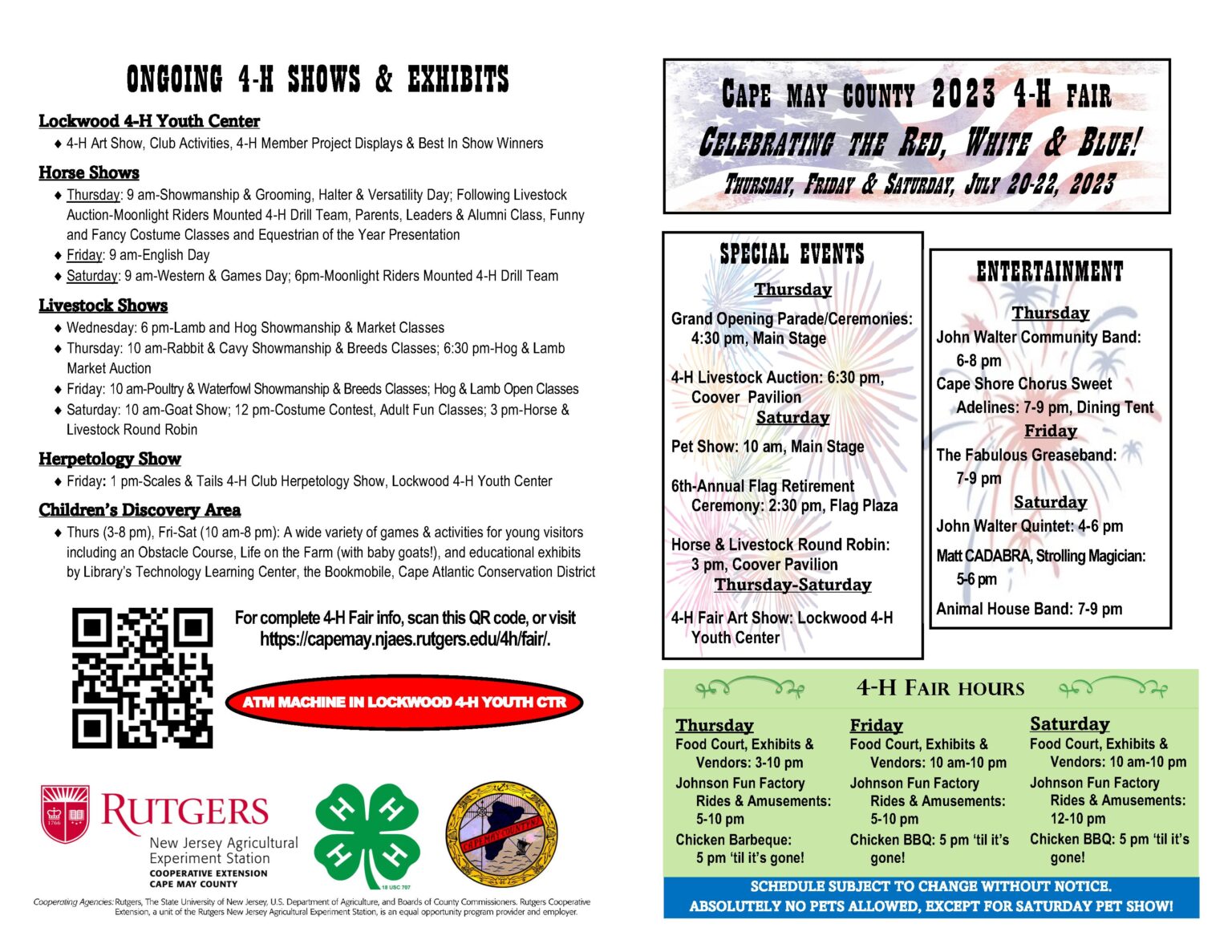 4-H Fair Schedule of Events for July 20, 21, and 22! – Rutgers ...