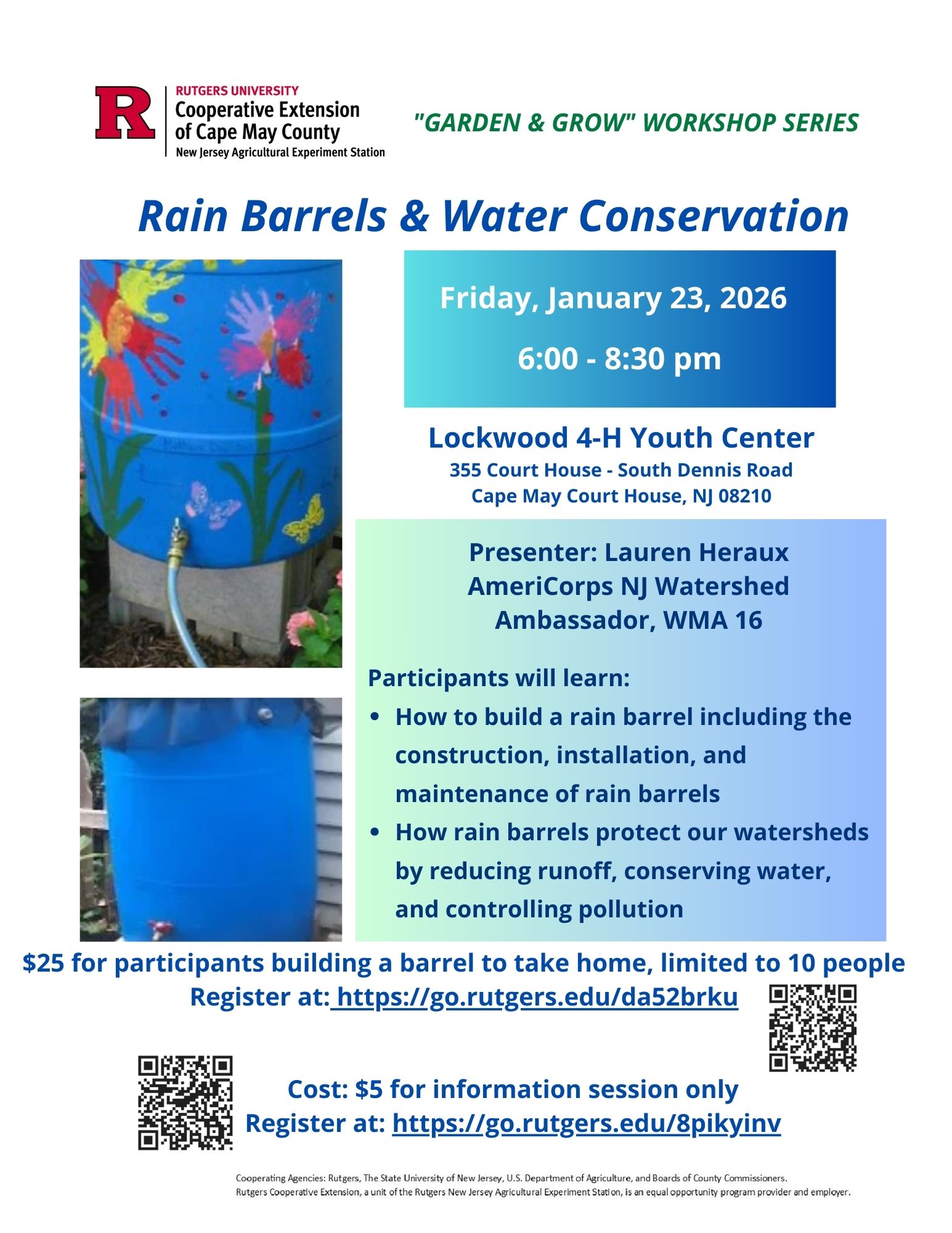 Rain Barrels and Water Conservation Workshop – Rutgers Cooperative Extension of Cape May County